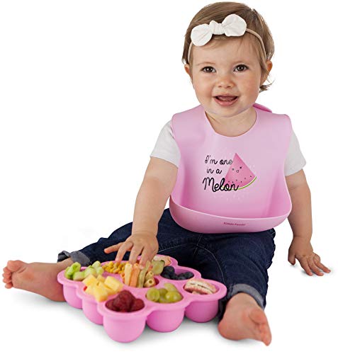 Kiddo Feedo Silicone Baby Bibs, Soft, Adjustable, Waterproof and Non Messy, Designed in Sweden, Pink