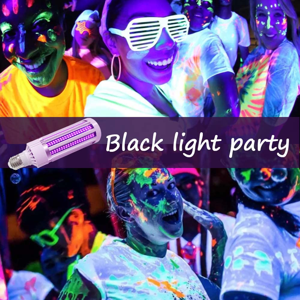 BVNVC Black Light Bulb, E26 60W Non-Dimmable Led Black Light Bulb UV 385-395nm, Suitable for Body Painting, Fluorescent Posters, UV Ink Curing、Holiday Parties (Black)
