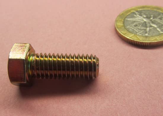 Class 8.8 Yellow Zinc Steel Bolts FT M8 x 1.25 mm x 20 mm Long 10 pcs