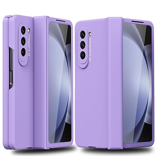 INGIDO Designed for Samsung Galaxy Z Fold 5 Case with Hinge Protection, Ultra-Thin Hard PC Fold 5 Case with Front Screen Protector All-Inclusive Case for Galaxy Z Fold 5 (2023), Purple