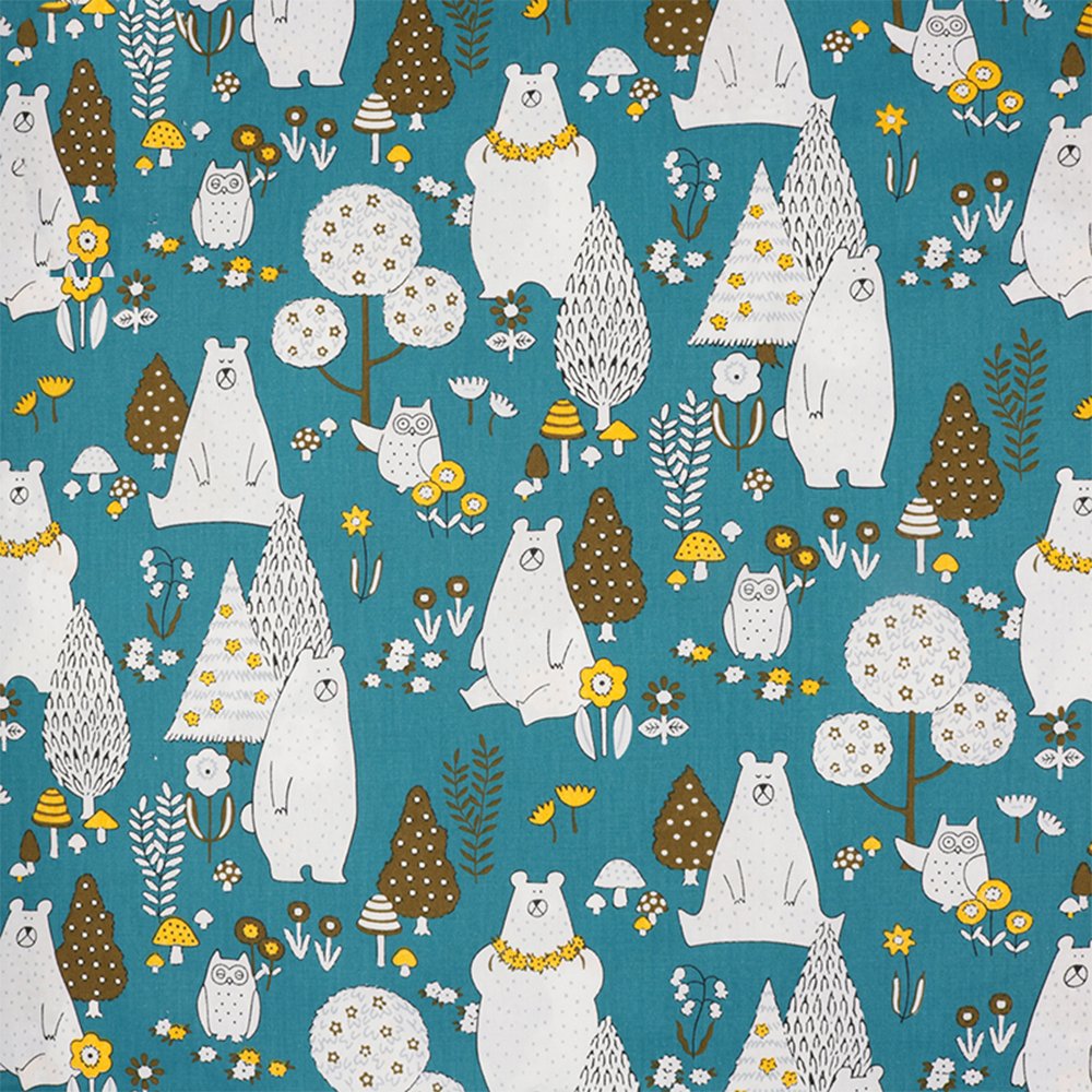 Hanjunzhao Zoo Animals Fat Quarters Fabric Bundles, Bear Fish Print Precut Sewing Quilting Fabric,18" x 22"(Multi)