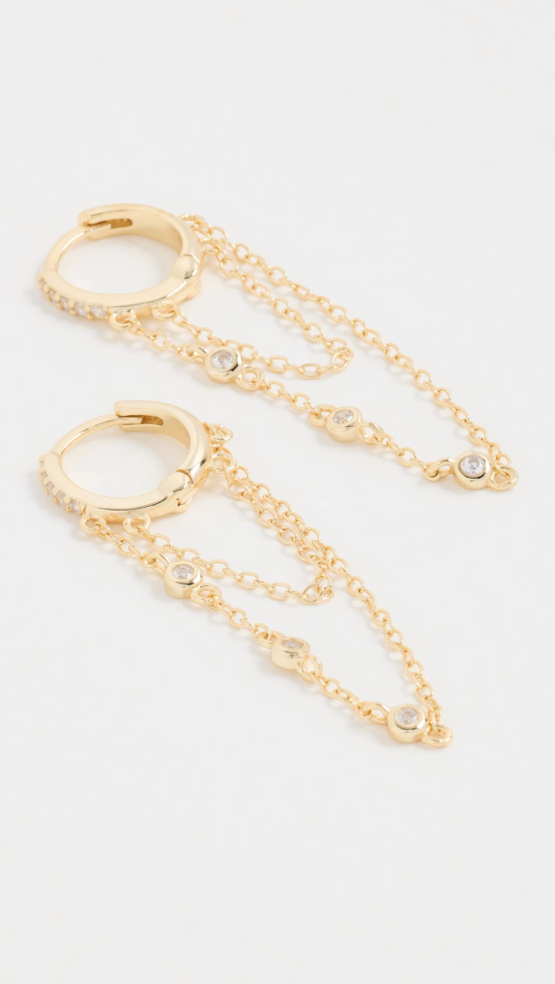 By Adina Eden Women's Pave Bezel Chain Huggie Earrings, Gold, One Size