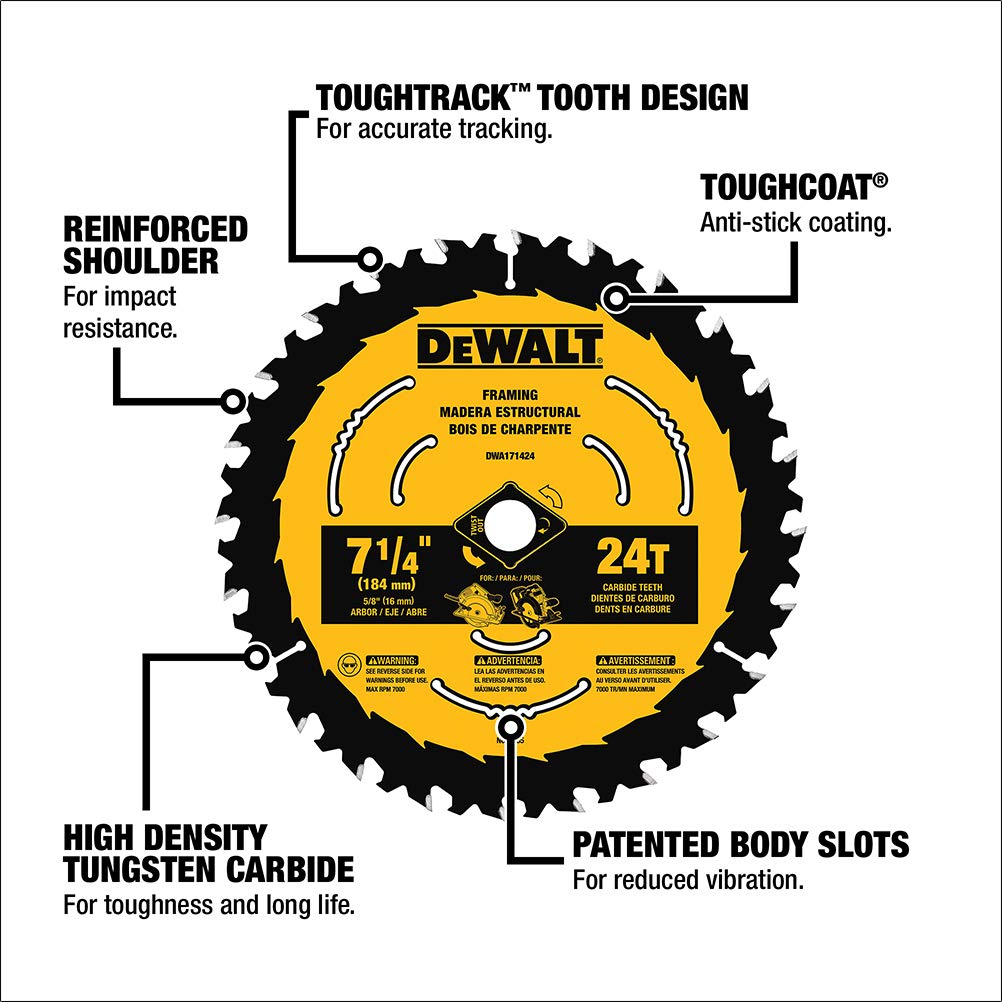 DEWALT Circular Saw Blade, 6 1/2 Inch, 18 Tooth, Framing (DWA161218)