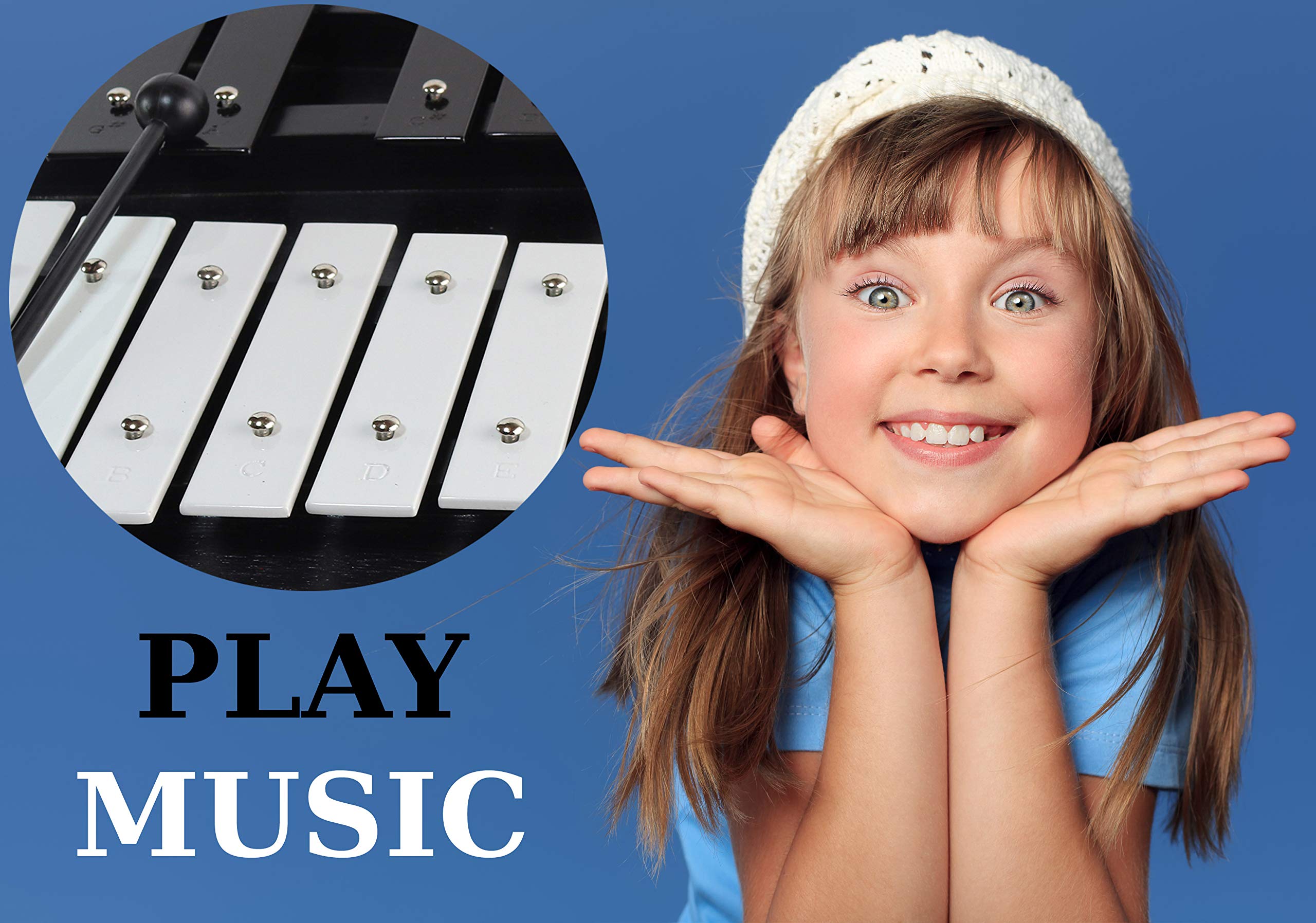 Large Xylophone 25 Notes Chromatic Glockenspiel, Bag, Sheet Music Cards, 45-song Ebook
