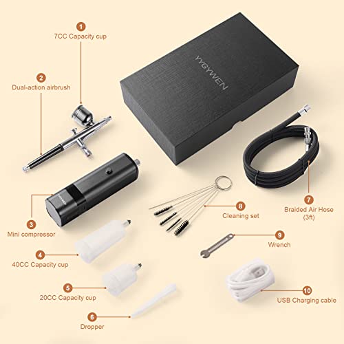 Cordless Airbrush Kit with Compressor, 32PSI Handheld Mini Air Brush Gun Set, Portable High Pressure Air Brushes for Painting, Tattoo, Nail Art, Mode, Makeup, Cake, Barber