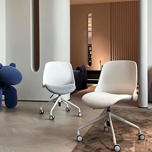 BEEANDEE Foldable Armless Home Office Chair Within 5 Minutes Completely Easy Installation with Adjustable Height and 360 Degree Universal Wheels, Armless Cute Modern Chair for Office(White)
