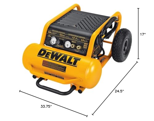 Dewalt D55146 1.6 Hp Continuous 200 Psi, 4.5 Gallon Compressor, 17" x 33.75" x 24.5"
