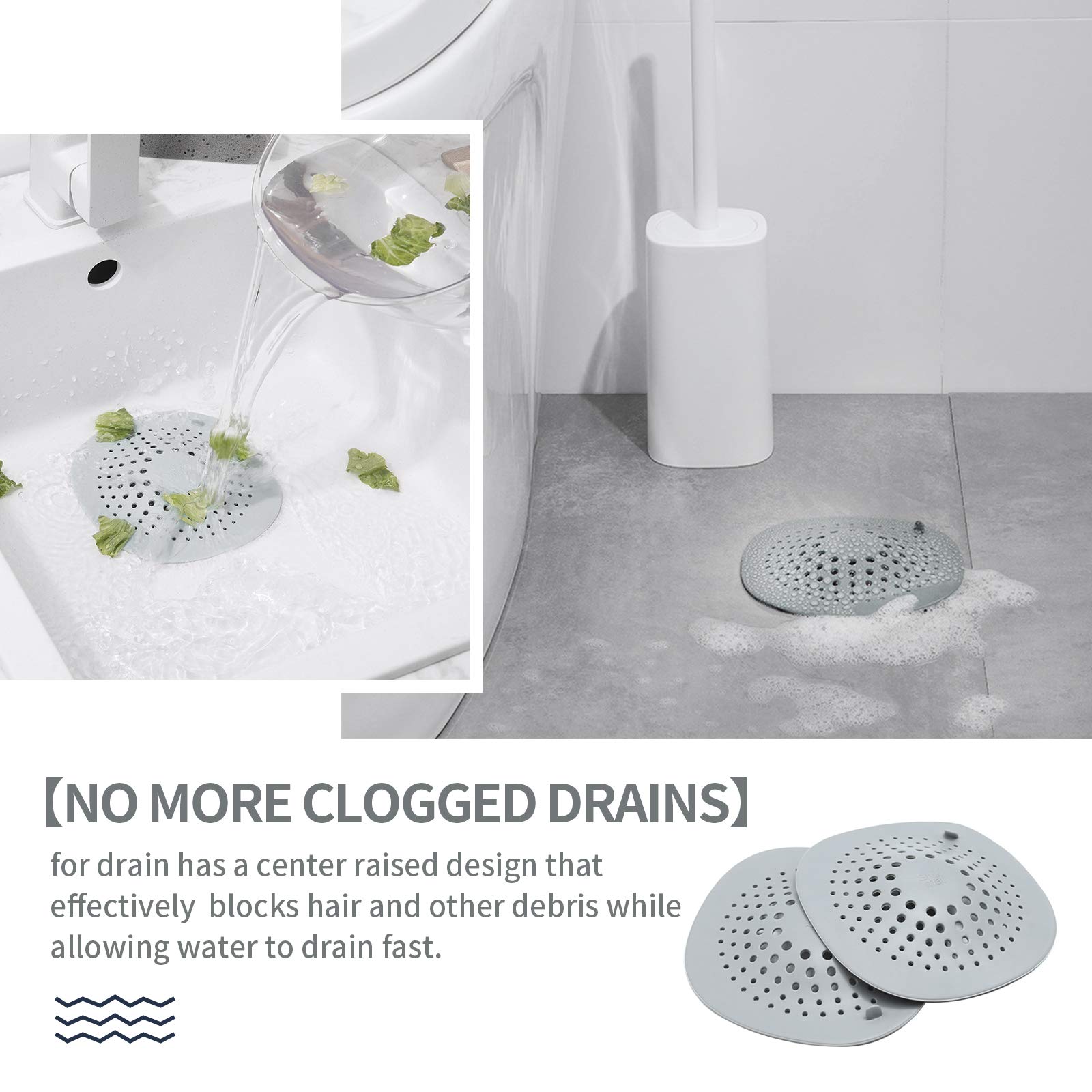 CADUFUELLY 2 Pack Hair Catcher Sink Filter Strainer Drain Stopper for Shower Silicone Hair Stopper, Sink Strainer Filter, Flat Strainer Stopper with Suction Cups for Bathroom, Kitchen, Bathtub