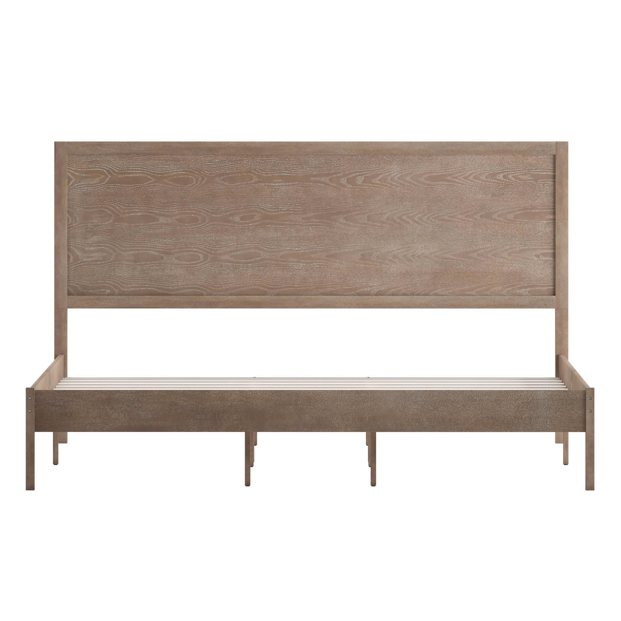 Flash Furniture Asher Solid Wood Platform Bed with Wooden Slats and Headboard, No Box Spring Needed, King Size, Light Brown