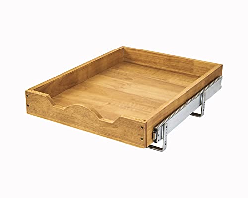 DINDON 1 Tier Pull Out Cabinet Organizer (14" W x 21" D) Single Tier Heavy Duty Sliding Wood Drawer Under Cabinet Shelf Organization Storage
