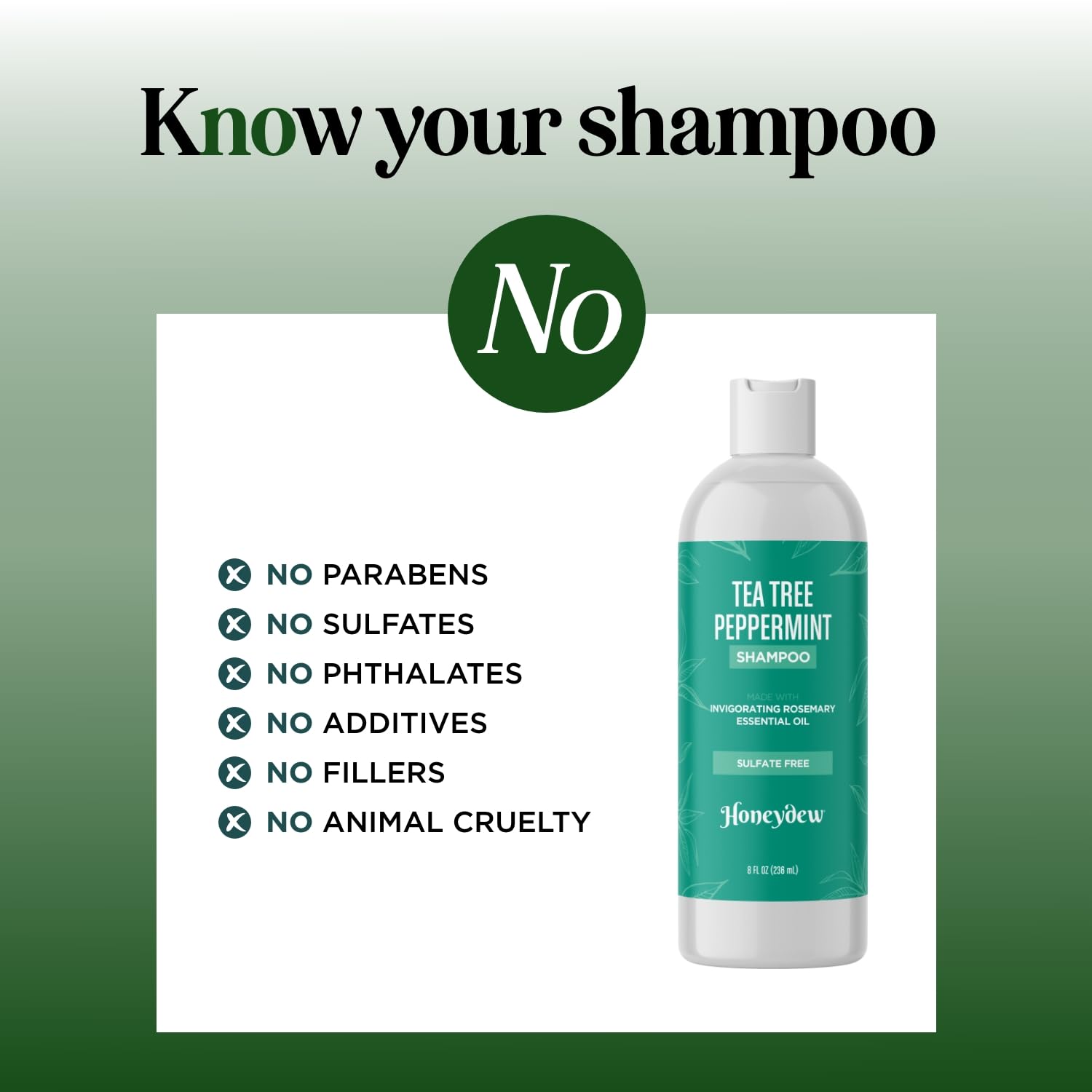 Invigorating Tea Tree Mint Shampoo - Rosemary Mint Shampoo for Oily Hair with Tea Tree Oil for Hair - Aromatherapy Clarifying Shampoo for Build Up Dry Scalp and Flakes with Essential Oils for Hair