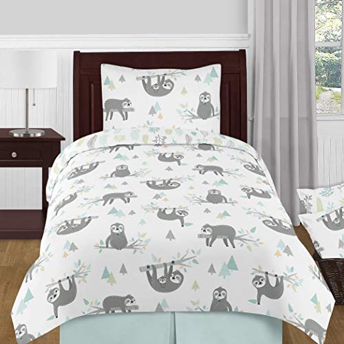 Sweet Jojo Designs Blue Tropical Leaf Foldable Fabric Storage Cube Bins Boxes Organizer Toys Kids Baby Childrens - Set of 2 - for The Turquoise Grey Green Botanical Rainforest Jungle Sloth Collection