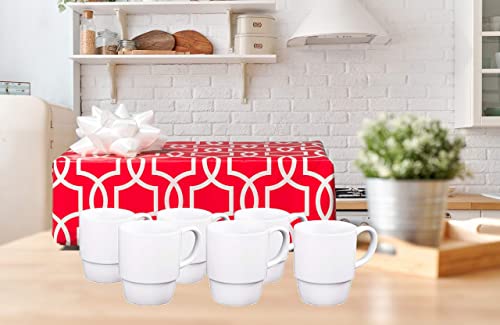 Bruntmor 18 Oz Plain Stacking Coffee Mug Set of 6, Cute 18 Ounce Porcelain Mugcup Set In White, Best Coffee Mug For Your Christmas, Birthday Gift, or DIY Decoration