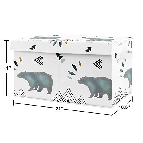 Sweet Jojo Designs Bear Mountain Boy Small Fabric Toy Bin Storage Box Chest For Baby Nursery or Kids Room - Watercolor Slate Blue, Black and White