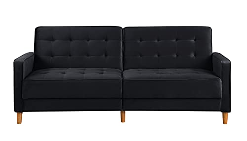 DHHU Adjustable Couch Sleeper Sectional, Loveseat for Living Room, Bedroom or Office, Modern Velvet Upholstered Sofa Bed, Black Color