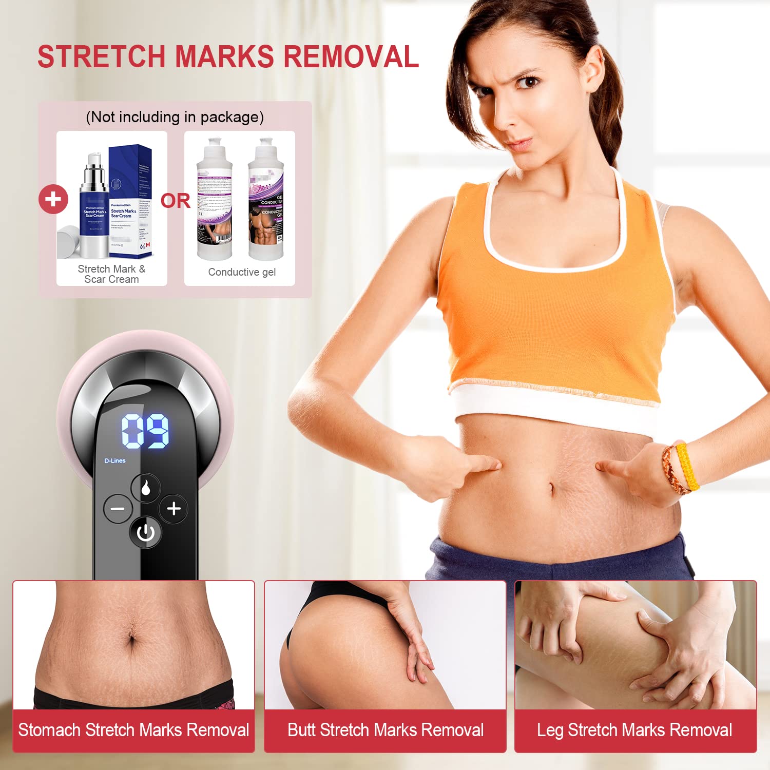 Byindorn Body Massager Machine - Cordless Handheld Massager for Belly, Waist, Arms, Legs, Butt - 3 Modes and 10 Adjustable Intensity (Black)