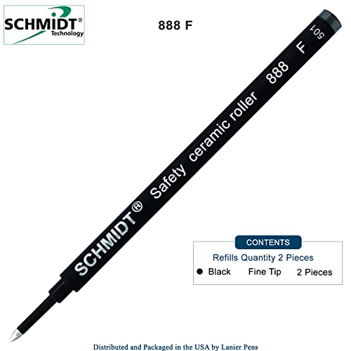 SCHMIDT 2 Pack 888 Black Fine Rollerball Refill