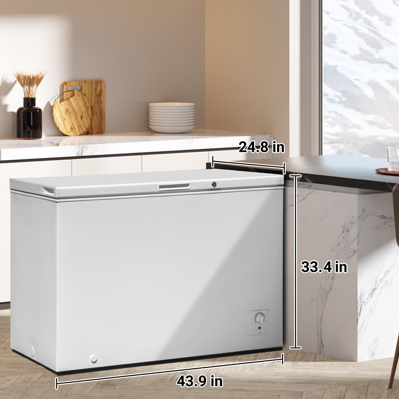 Chest Freezer 5.0 Cu.Ft Deep Freezer, Garage Feezers Top Door Refrigerator with 4 Removable Baskets, Manual Defrost Compact Small Freezer, Restaurant,White