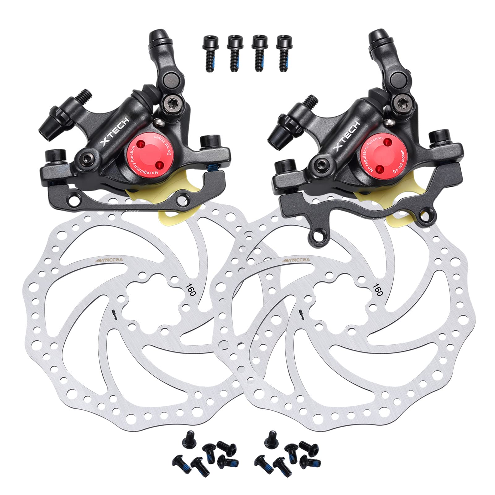 Bynccea HB-100 Hydraulic Disc Brake Calipers, Aluminum Alloy Bike Disc Brake Kit Mountain Bike MTB Front & Rear Cable Disc Brake Caliper