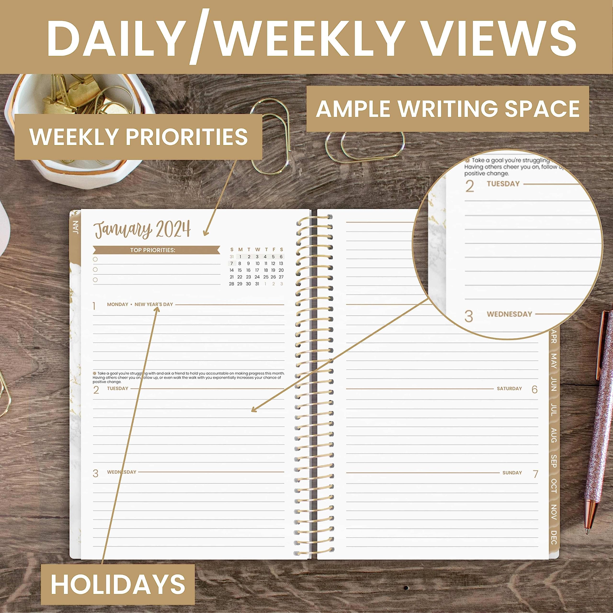 bloom daily planners 2024 Calendar Year Day Planner (January 2024 - December 2024) - 5.5β x 8.25β - Weekly/Monthly Agenda Organizer Book with Stickers & Bookmark - Marble