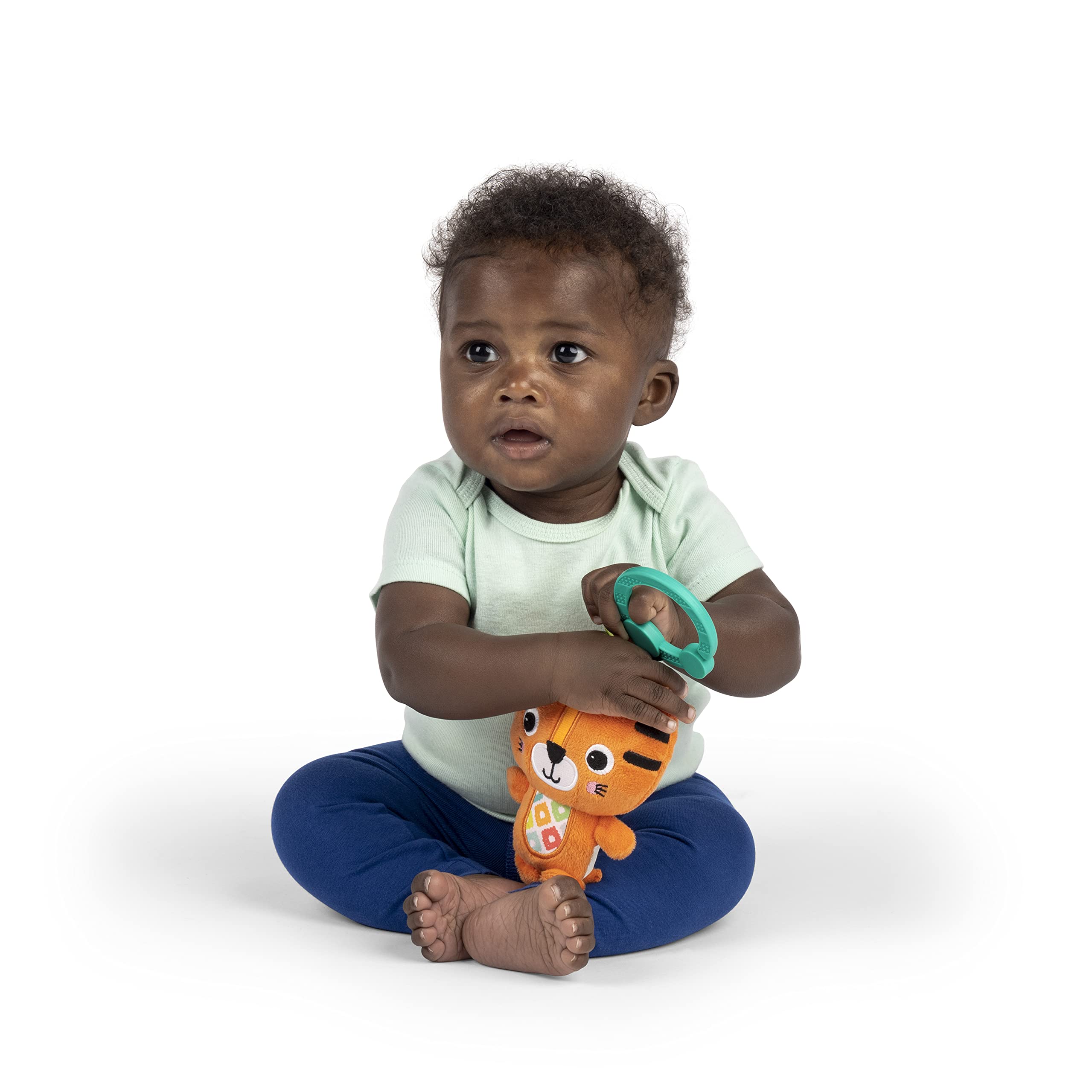 Bright Starts Jingle Joy Reach & Rattle Toy for Stroller - Tiger with Chime Sounds - Unisex, Newborn +