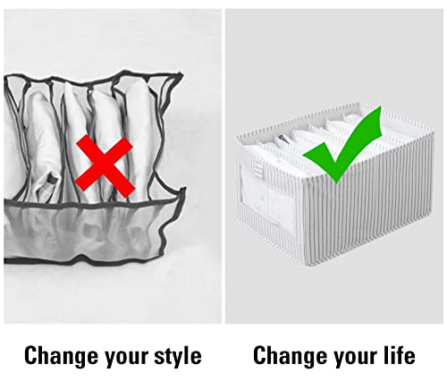 Lallamotion 2PCS Drawer Organizers for Clothing, 7 Grids Wardrobe Clothes Organizer, Clothes Drawer Organizer, Drawer Organizer Clothes, Jeans, Sweater, T-Shirts