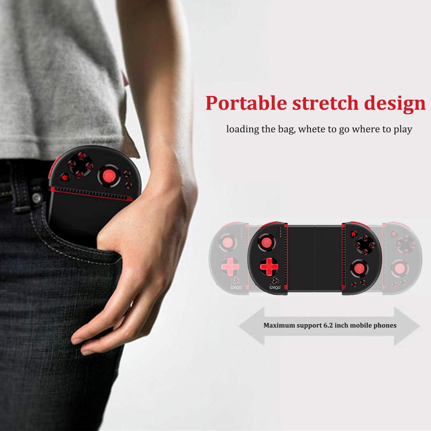 Ipega PG-9087S Wireless Game Controller, Retractable Telescopic PUBG Mobile Controller Joystick Gamepad for Android/iOS Smartphones/Tablets/Smart TV