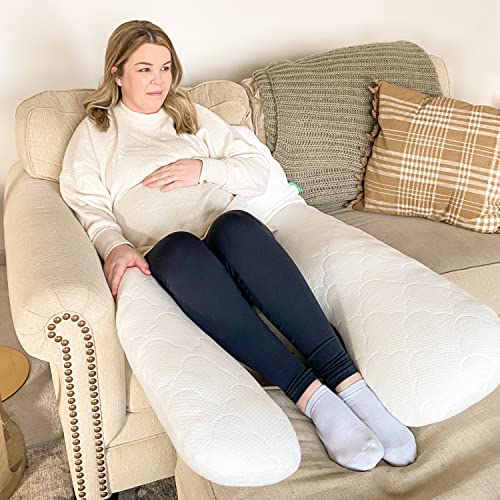 Newton Baby Premium Pregnancy Maternity Pillow with Organic Cotton, 50% More Memory Foam and Fiber Clusters in The Core for Complete Support, U-Shaped with Removable Washable Cover