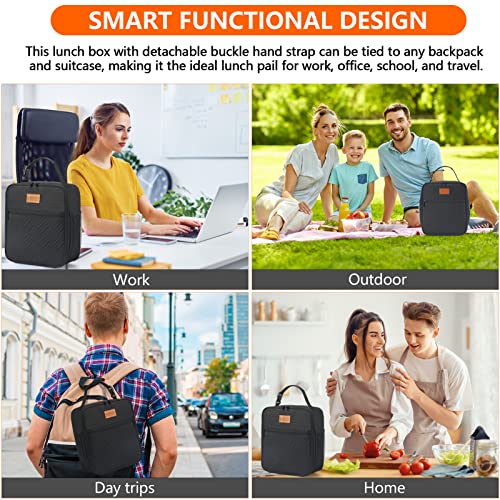 DIRGEE Lunch Box for Men Insulated Lunch Bag for Women Adults Small Lunch Bag for Office Work Lunch Bag For Men - Leakproof Freezable Cooler Bag Reusable Portable Lunch Box (Black)