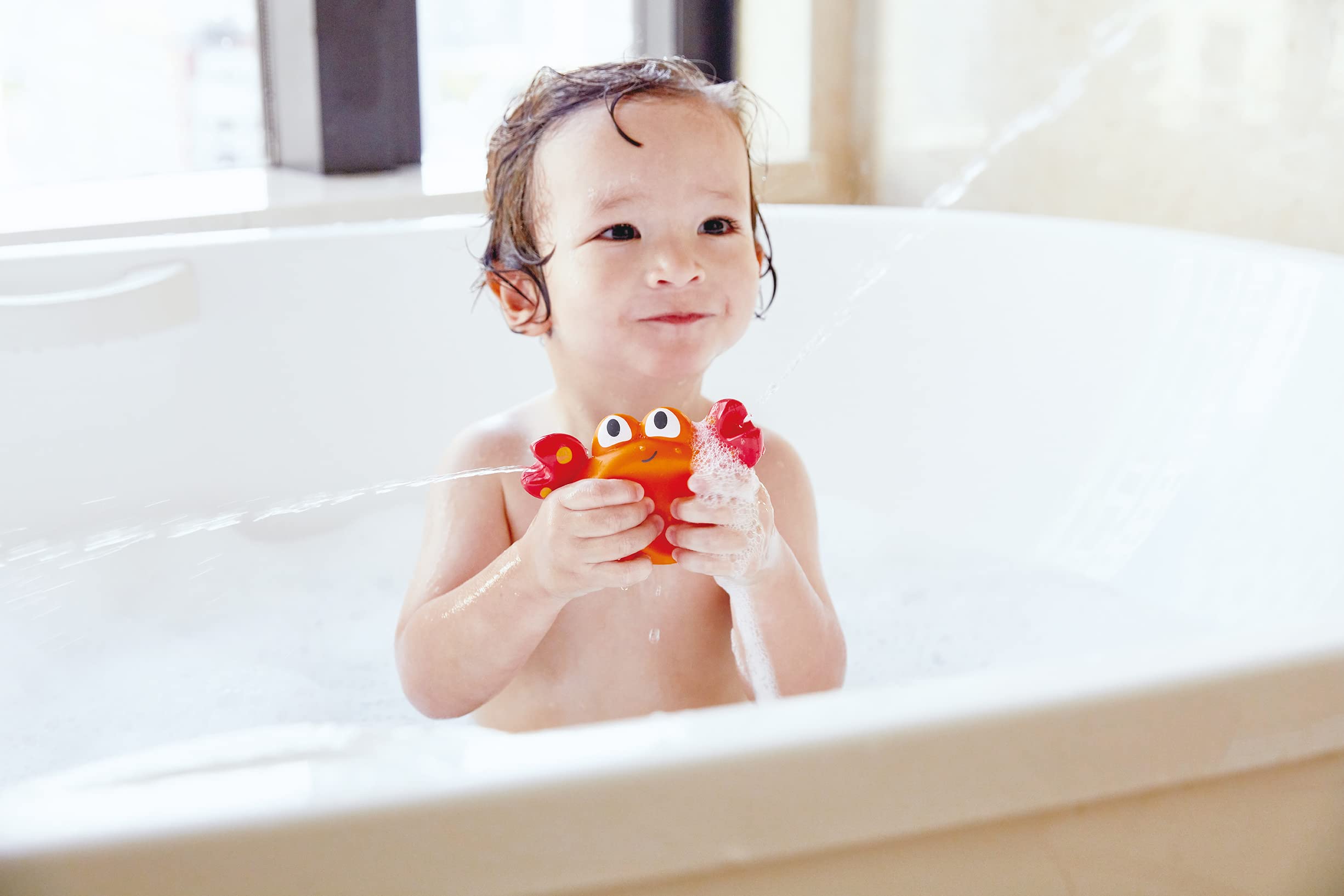 Hape Rock Pool Squirters | Colorful Baby & Toddler Bath Toys, Silicone and Non-Toxic Set, Water Spouting and Suction Crab & Fish