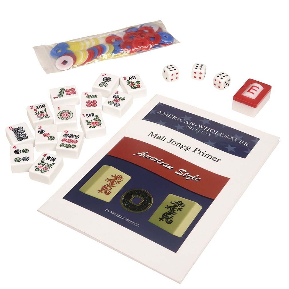 Linda Li American Mah Jongg Set Black Quilted Soft Bag - 166 White Engraved Tiles, 4 All-in-One Rack/Pushers