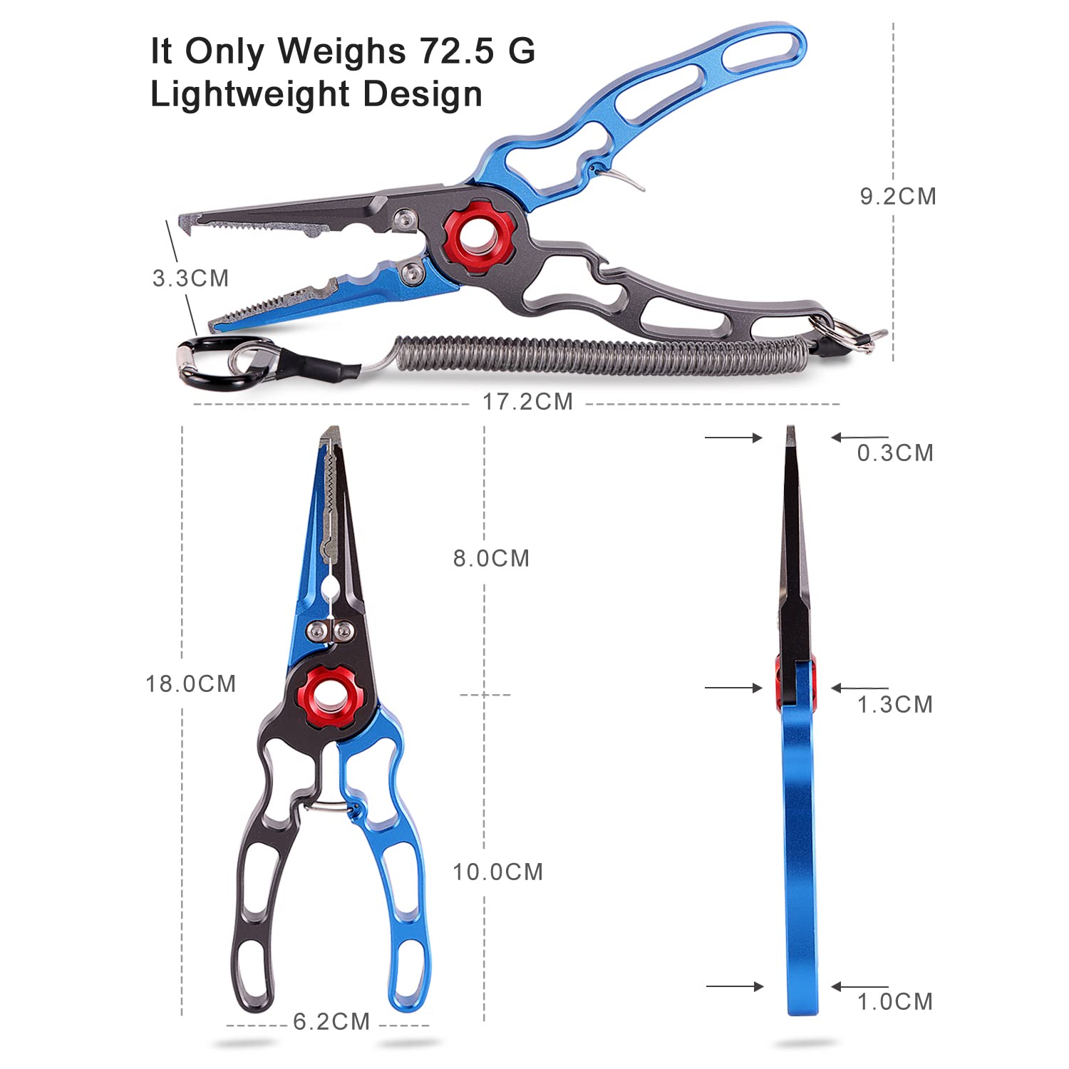 BESKA Fishing Pliers, Saltwater and River Fishing Tools, German Fish Hook Remover, 7 inches, Classic Style, Multi-Function, Rust-Proof, Ultra-Lightweight, Blue