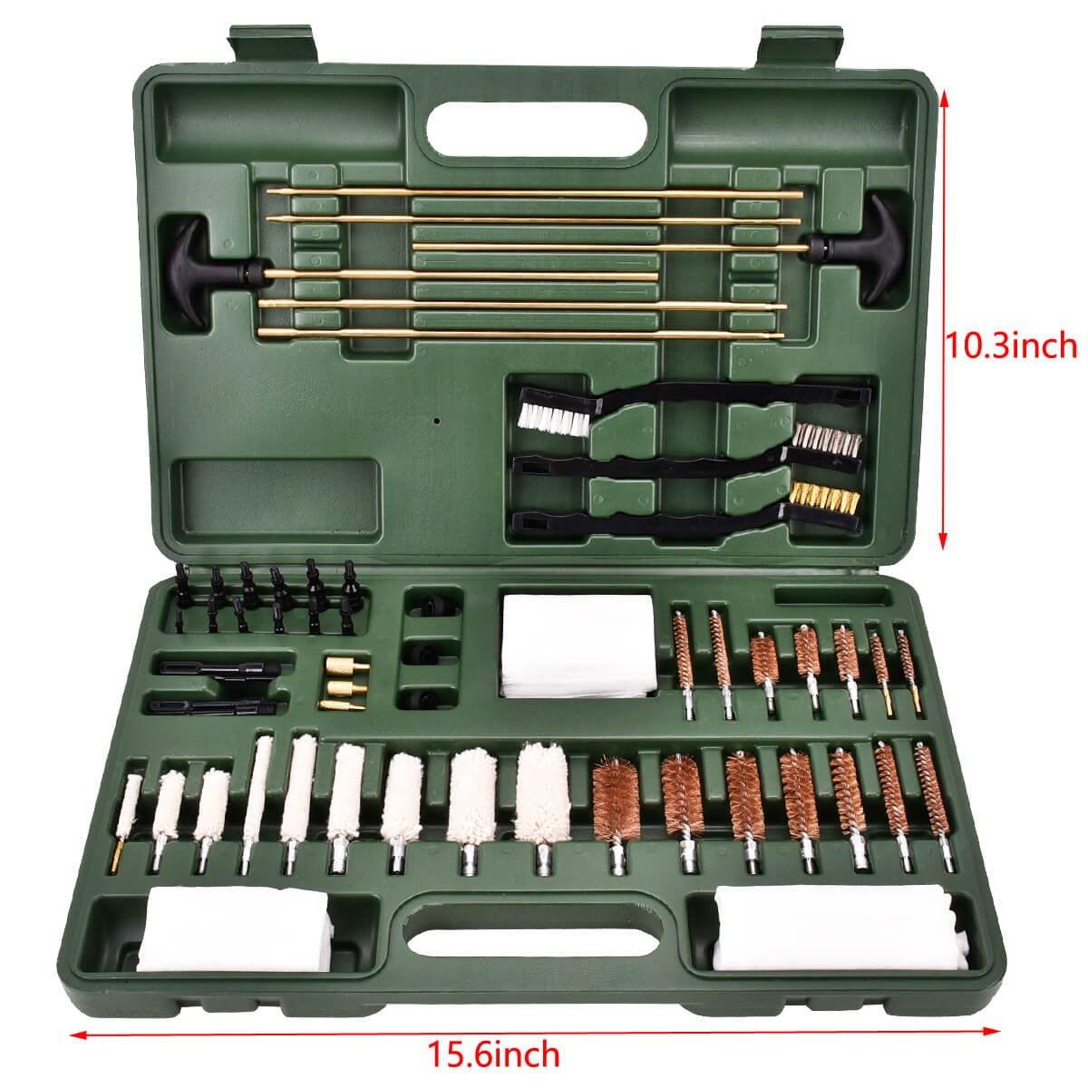 Axageid Universal Gun Cleaning Kit – Hunting Rifle Handgun Shotgun Cleaning Kits Including Brass Rod/Bore Brush/Cotton Mops/Jags/Patch Loops/Muzzle Guards/Patches with Carrying Case