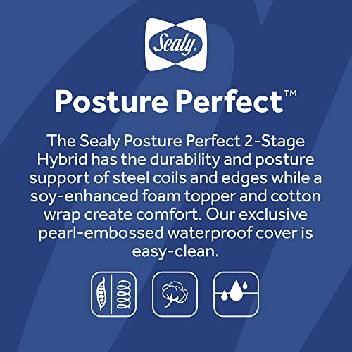 Sealy Posture Perfect 2-Stage Waterproof Baby Crib and Toddler Mattress - Hybrid Memory Foam & 150 Premium Coils - Made in USA, 52"x28"