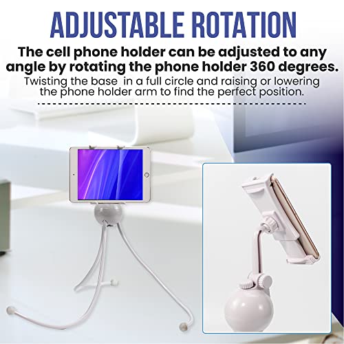Flexible Cell Phone Holder/Stand for Bed - Hands Free iPhone and Android Phone Stand Holder - Bendable Tripod with Rotating Tablet/Mobile Phone Holder for Filming, Reading or Watching Videos