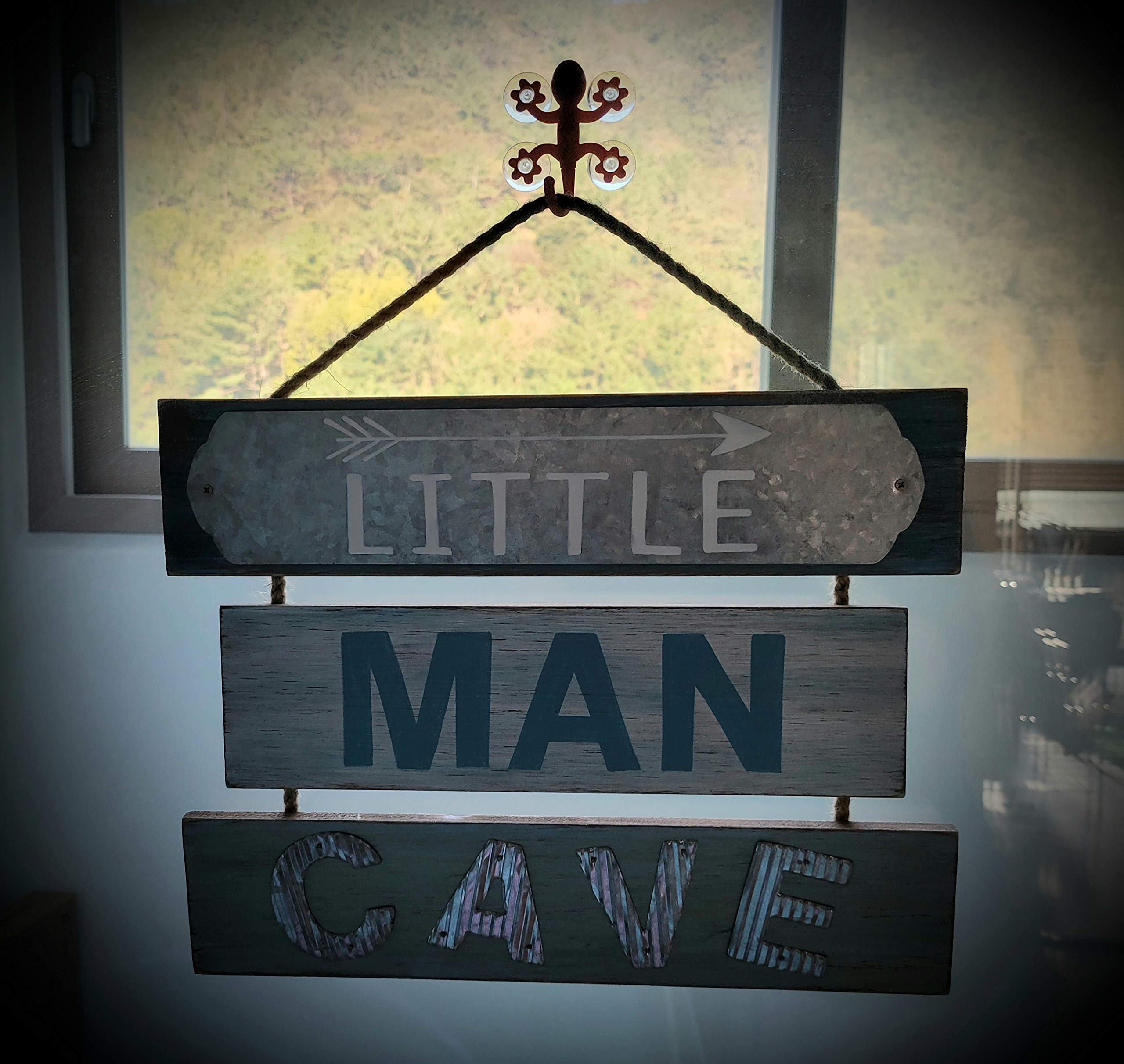 Blooming Party Nursery Wall Decor for Little Baby Boy or Toddler - Little Man Cave Wood Sign (Blue)