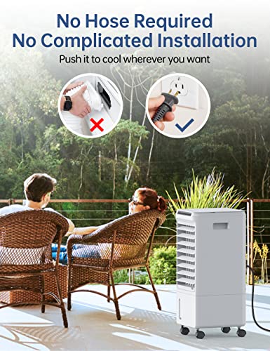 Evaporative Air Cooler, AOLOS Room Air Conditioner Fan, 3 IN 1 Portable Air Cooler w/Remote, 3 Speeds, 1.85-Gal, 7H Timer & 40°Auto Oscillation, Air Conditioner Portable for Room Garage Office