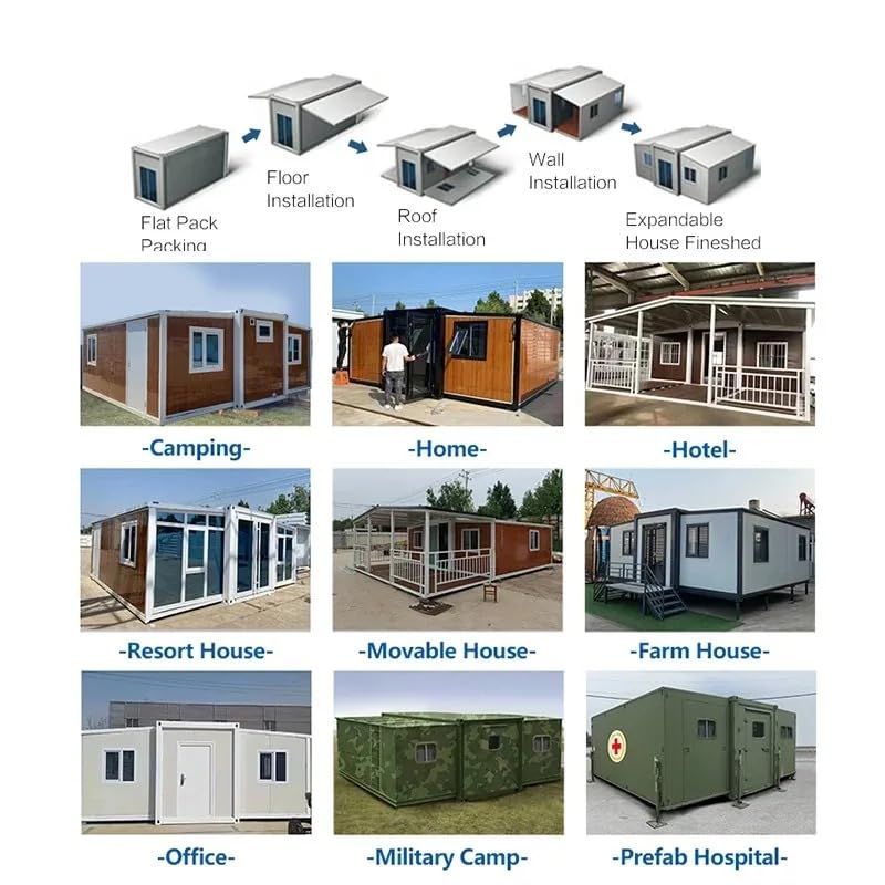 Container Tiny Home, Luxury Modern Prefab Insulated Home, Mobile Expandable Tiny House for Living with Customizable Design, Waterproof, Two & Three Room Options, Available in 20ft, 40ft Sizes