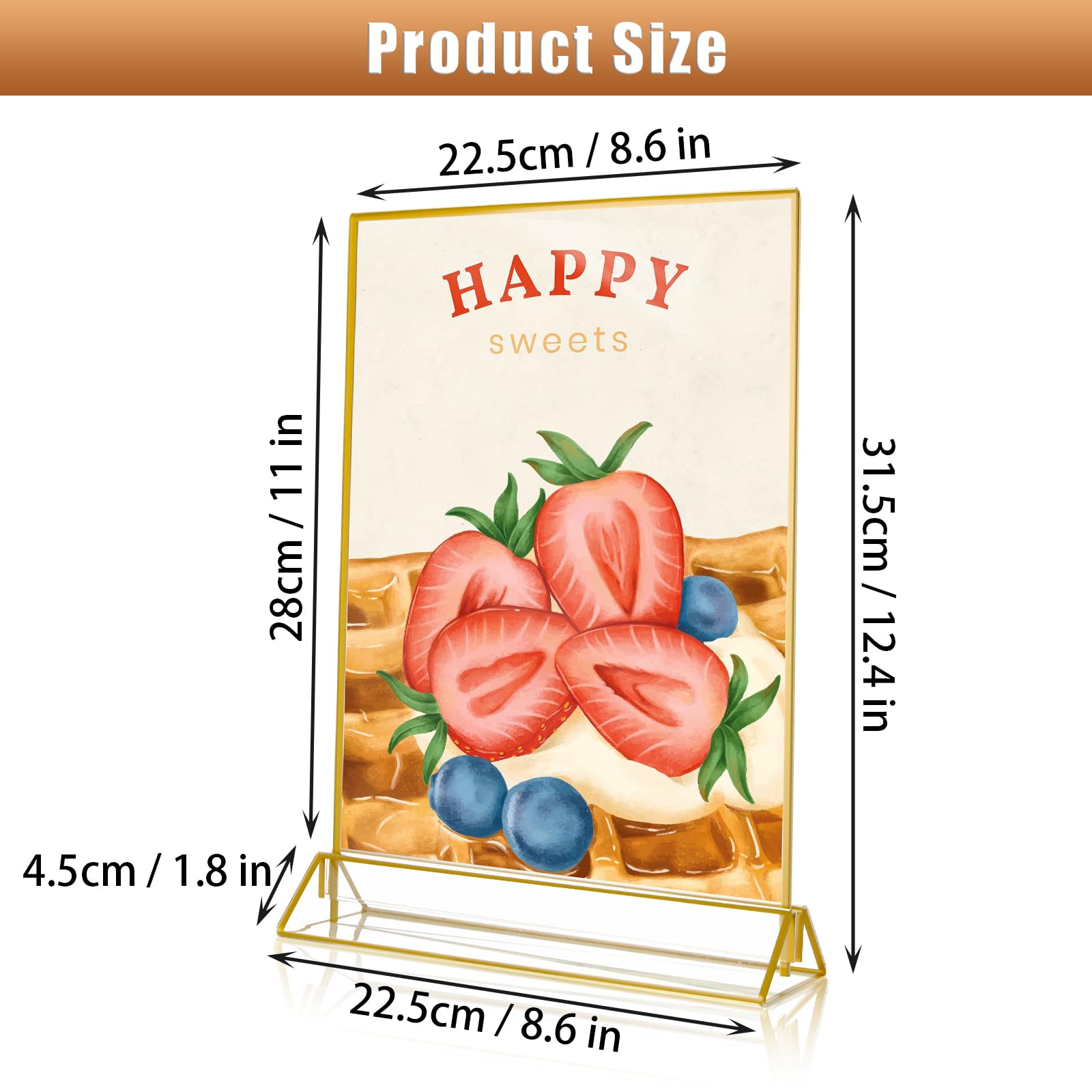 Oungy 6 PCS Acrylic Sign Holder 8.5x11 Gold Picture Frame Double Sided Flyer Holder Table Menu Holder Display Stand for Wedding Table Number Menu Holder