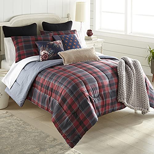 Donna Sharp Throw Pillow - Tartan Traditional Decorative Throw Pillow with Fringed Pattern - Rectangle