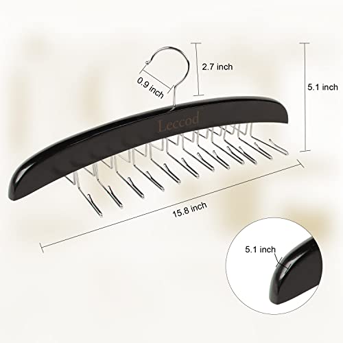 Leccod Upgrade Tank Top Hanger, Bra Hangers Space Saving Wooden 360° Rotating Non-Slip 24 Foldable Metal Hooks Closet Organizer for Camisoles, Bras, Belts, Scarfs(Black,1 Pack)