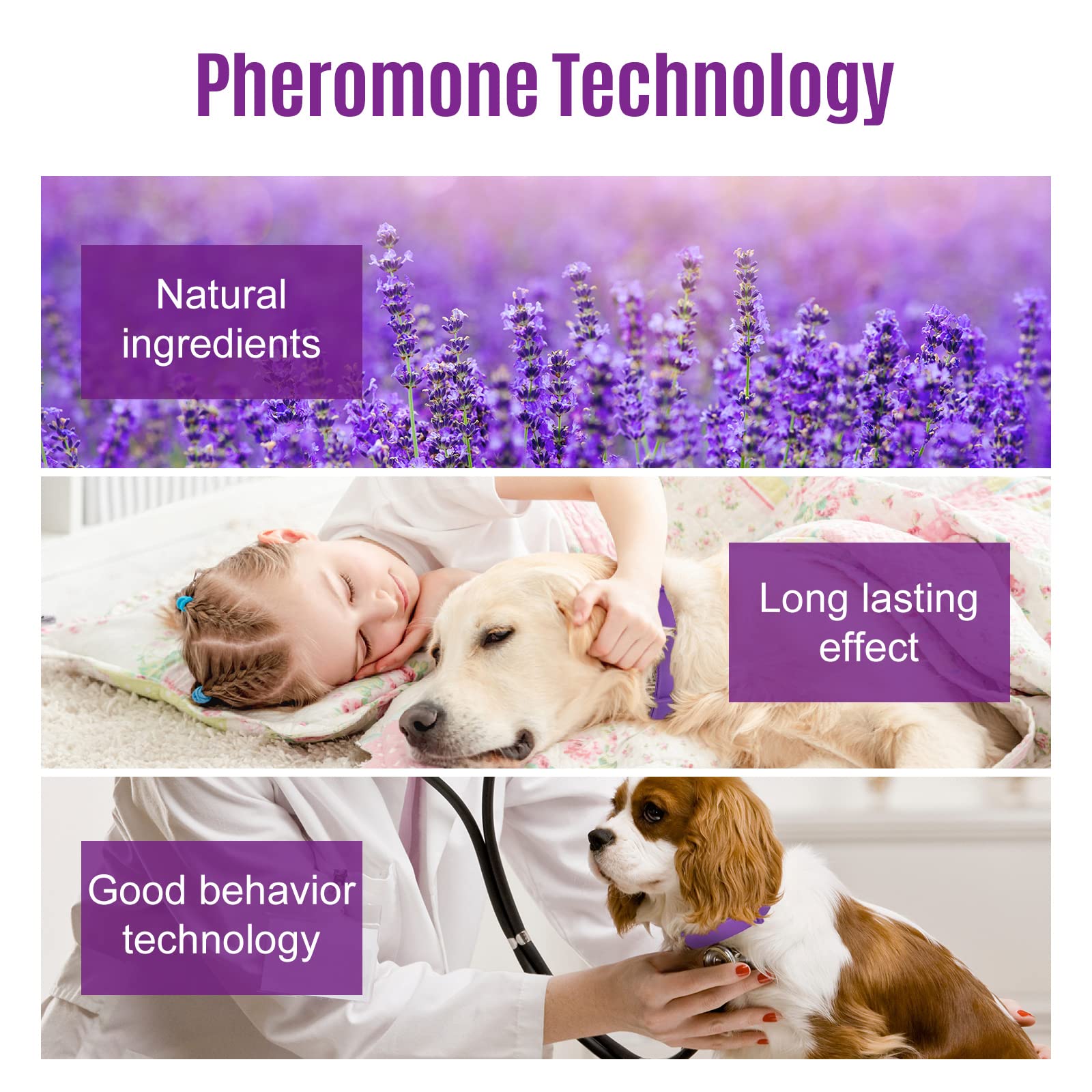 Calming Collar for Dogs, Adjustable Dog Calming Collar, Sustained Release Pheromone, Suitable for All Dogs with Separation Anxiety&Stress&Fear, 4Pcs