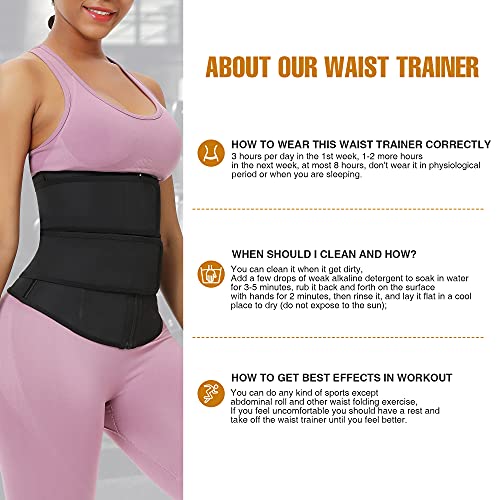 FeelinGirl Waist Trainer for Women Long Torso Waist Trainer Lower Belly Fat Workout Waist Trainer XX-Large