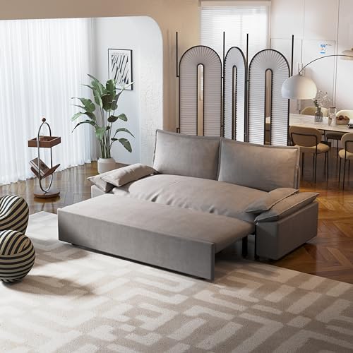 Eafurn 3 in 1 Multi-Functional Sleeper Sofa Bed Queen Size,Convertible Pull Out Loveseat Couch with Soft Pillow Armrest and Detachable Backrest,3 Seater Love Seat Lounge Sofa&Couches for Living Room