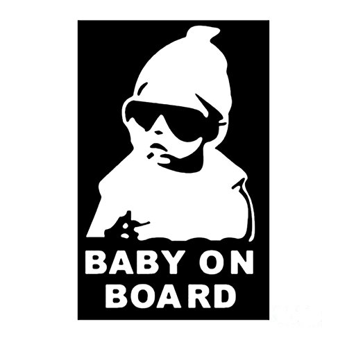 Baby On Board Hang Over Decal Vinyl Sticker Auto Car Truck Wall Laptop 7" Tall - White Color