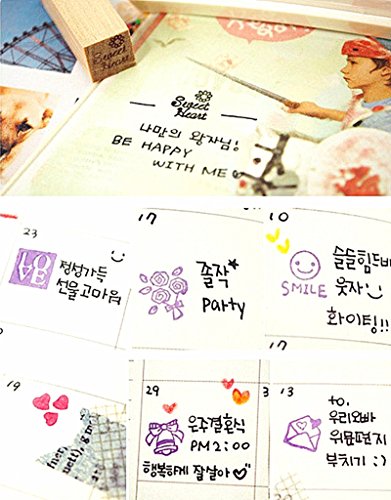 Diary Stamp Set,Wooden Rubber Signet for Children DIY Scrapbooking Planner Card Making(25pcs,Love Heart)