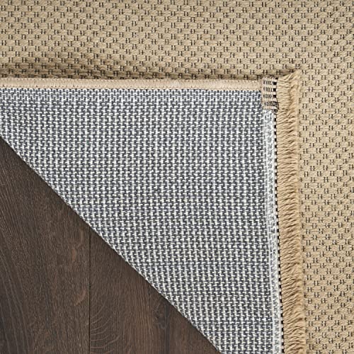 Nourison Washable Jute Solid Natural 7'10" x 9'10" Area -Rug, Easy -Cleaning, Non Shedding, Bed Room, Living Room, Dining Room, Kitchen (8x10)