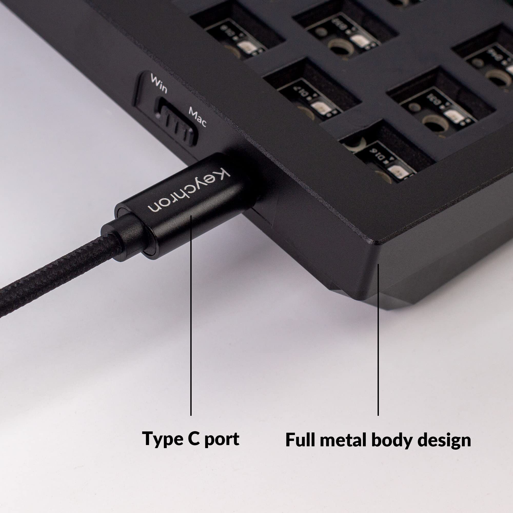 Keychron Q2 Wired Custom Mechanical Keyboard Barebone Knob Version, QMK/VIA Programmable Macro, Compatible with Mac Windows Linux, Hot-Swappable 65% Layout, Double-Gasket DIY Kit - Blue