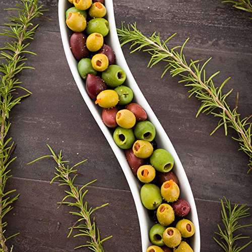 Swerve 6 Ounce Olive Plate, 1 Curved Olive Tray - Large, Chip Resistant, White Porcelain Olive Canoe, Dishwasher Safe, For Snacks, Condiments, Or Appetizers - Restaurantware,Black