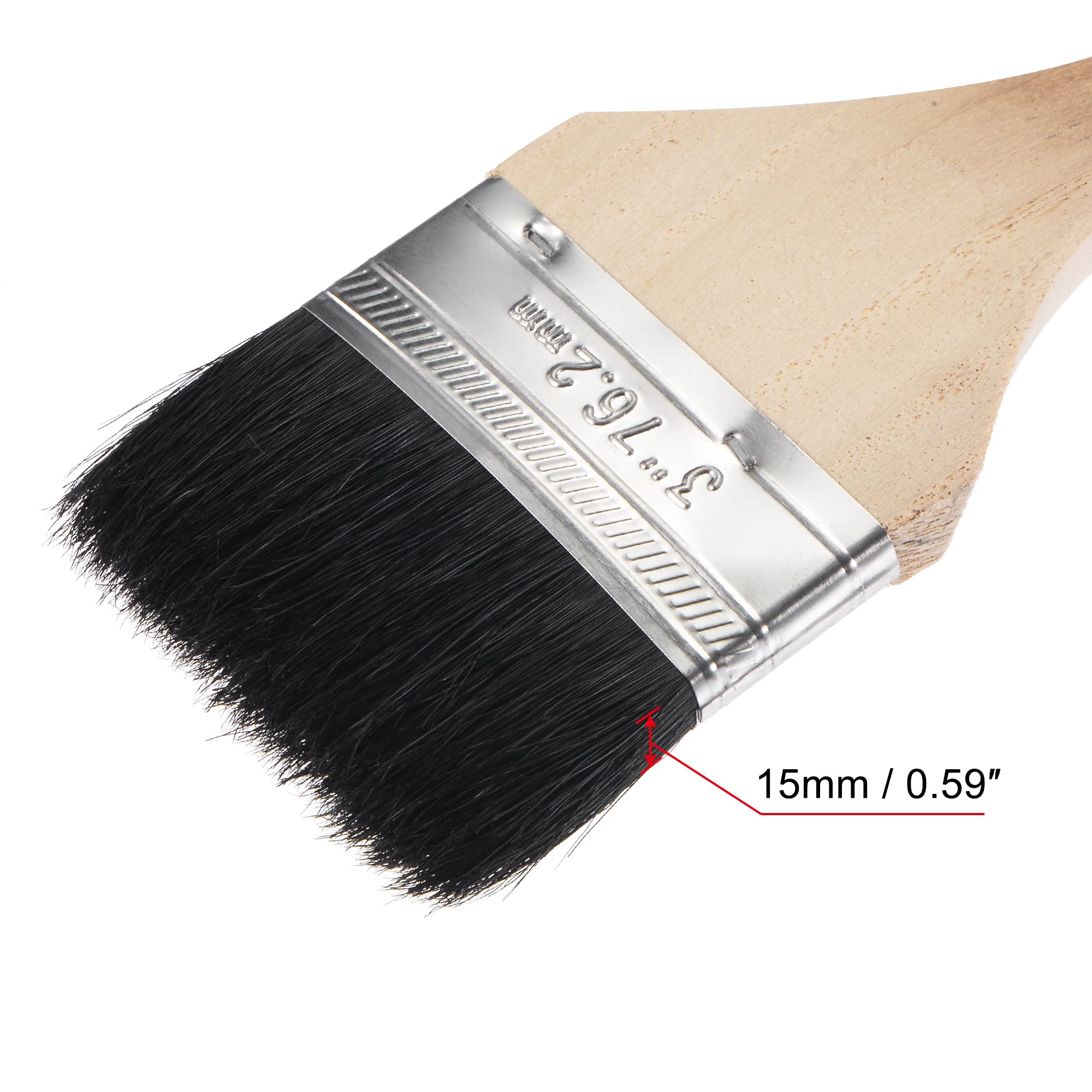 uxcell Bent Radiator Paint Brush 17" Length 3" Width Bristle with Long Wood Handle for Wall Treatment Black 4Pcs
